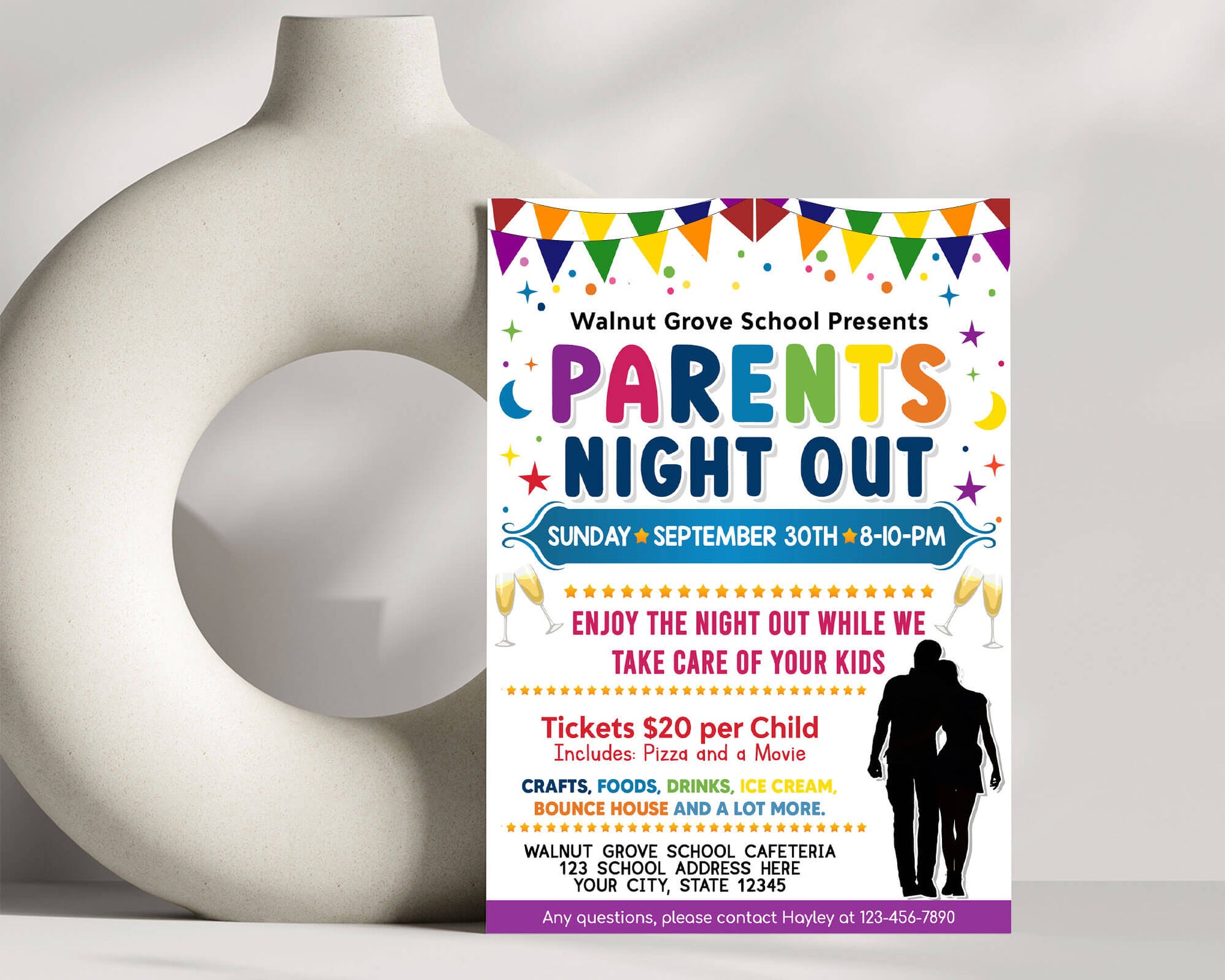 DIY Parents Night Out Flyer | School Family Fundraiser Event Flyer ...