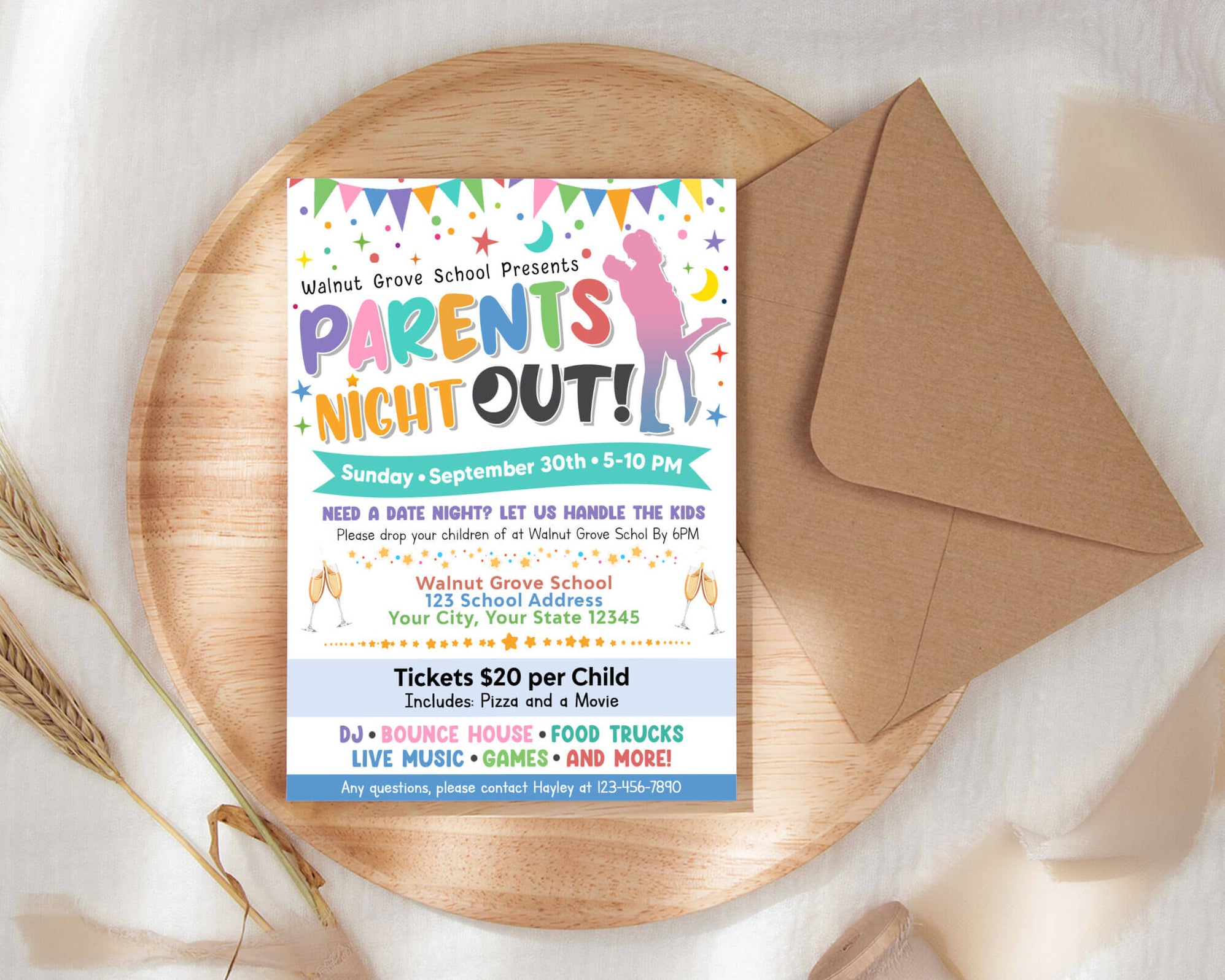 Customizable Parents Night Out Fundraiser Flyer Template | School ...