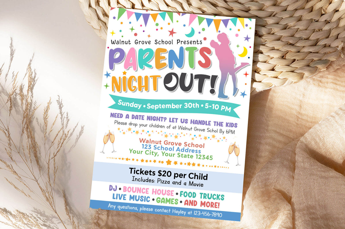 Customizable Parents Night Out Fundraiser Flyer Template | School ...