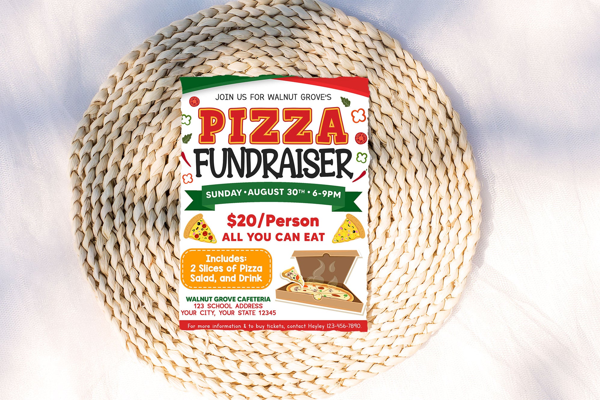 DIY Pizza Fundraiser Flyer Template | Pizza Italian Dinner Event Benefit Flyer - Posh Park