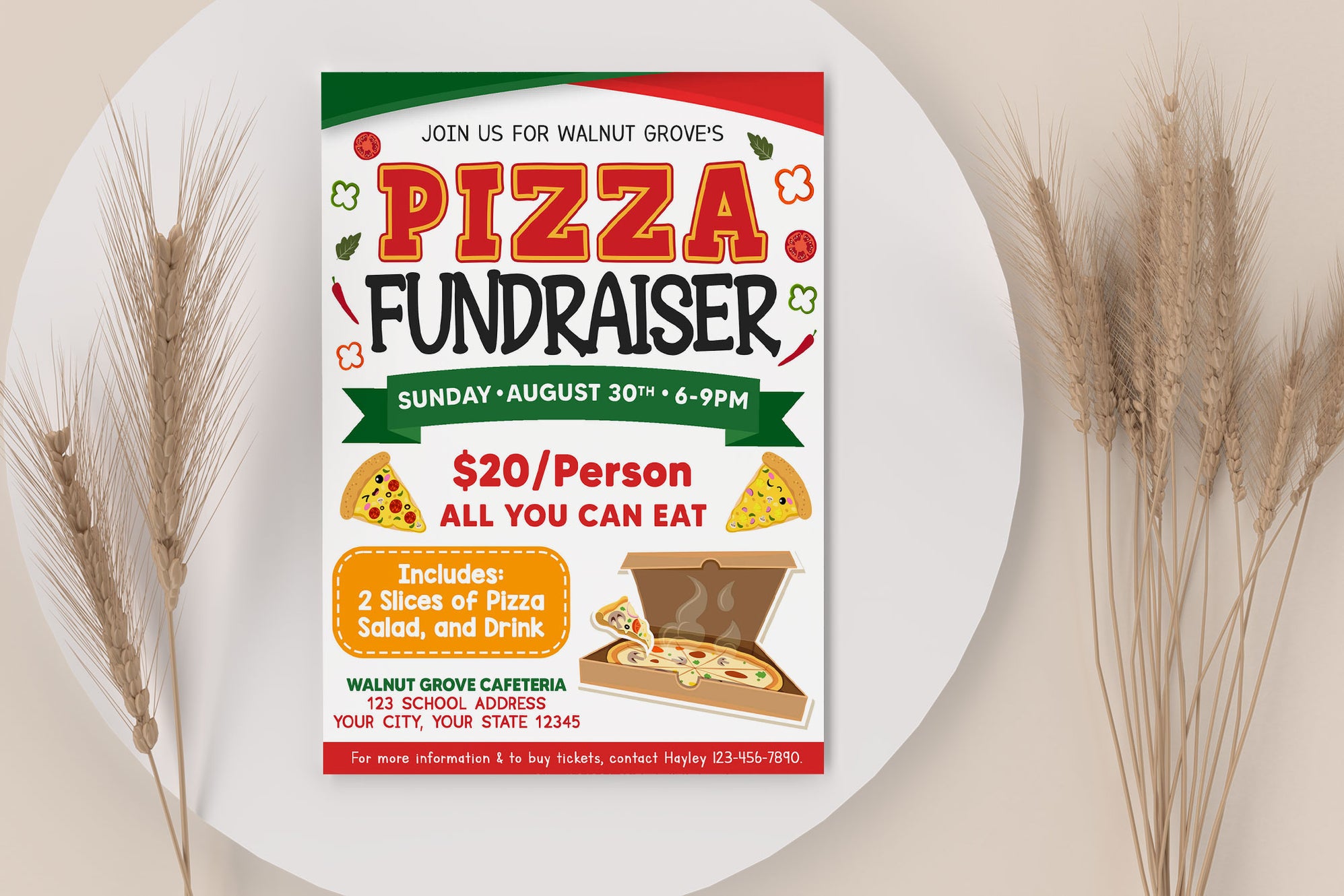 DIY Pizza Fundraiser Flyer Template | Pizza Italian Dinner Event Benefit Flyer - Posh Park