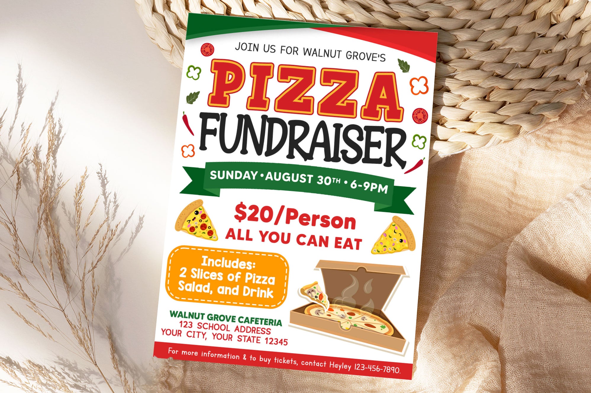 DIY Pizza Fundraiser Flyer Template | Pizza Italian Dinner Event ...