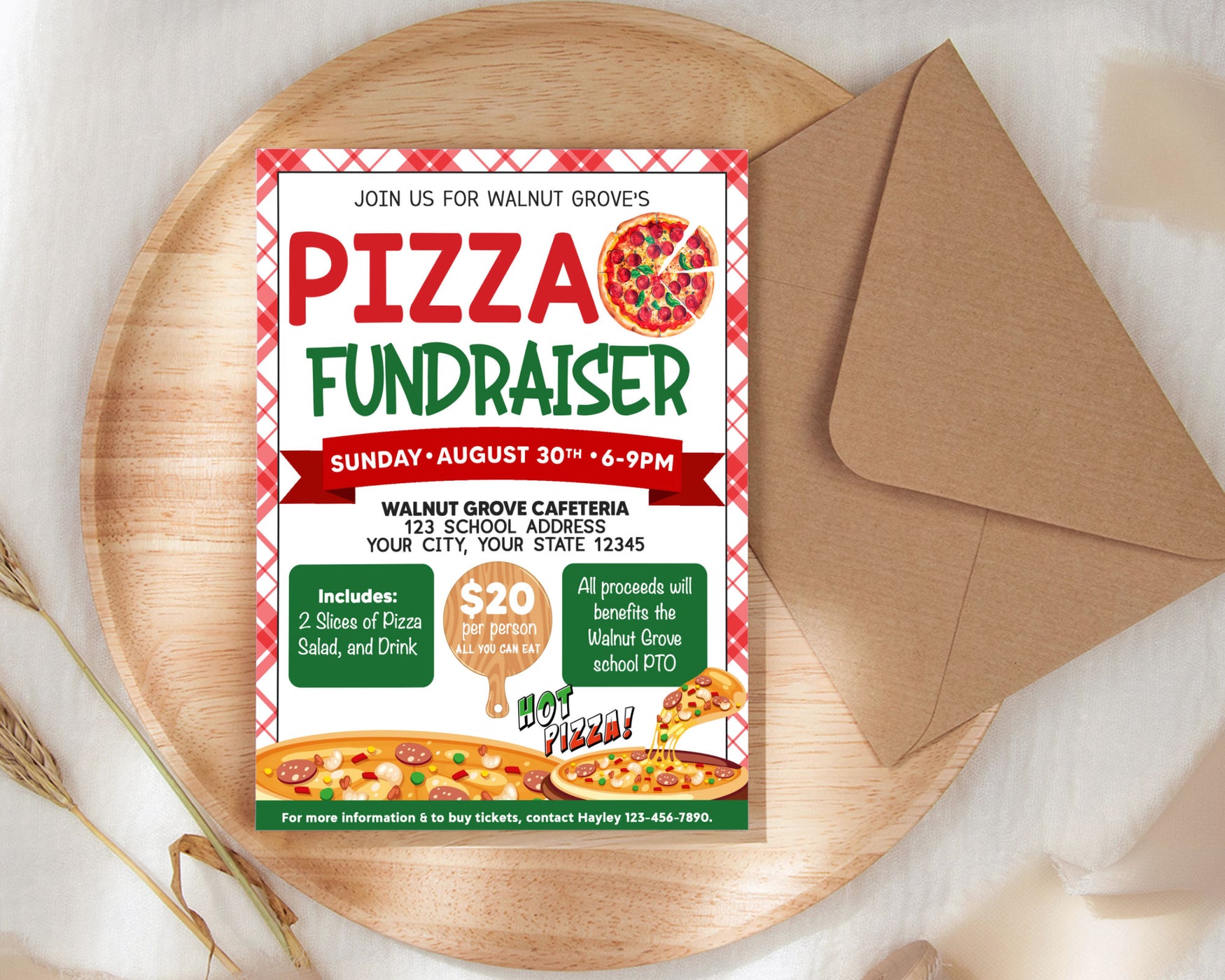Customizable Pizza Fundraiser Flyer | Pizza Event Benefit Flyer ...