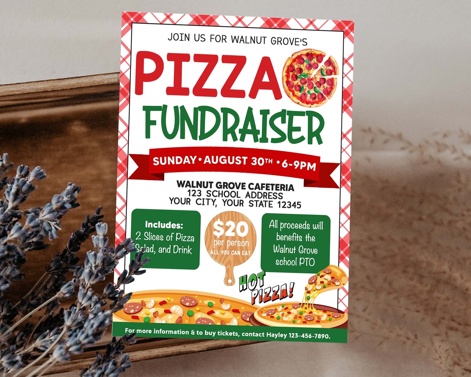 Customizable Pizza Fundraiser Flyer | Pizza Event Benefit Flyer ...