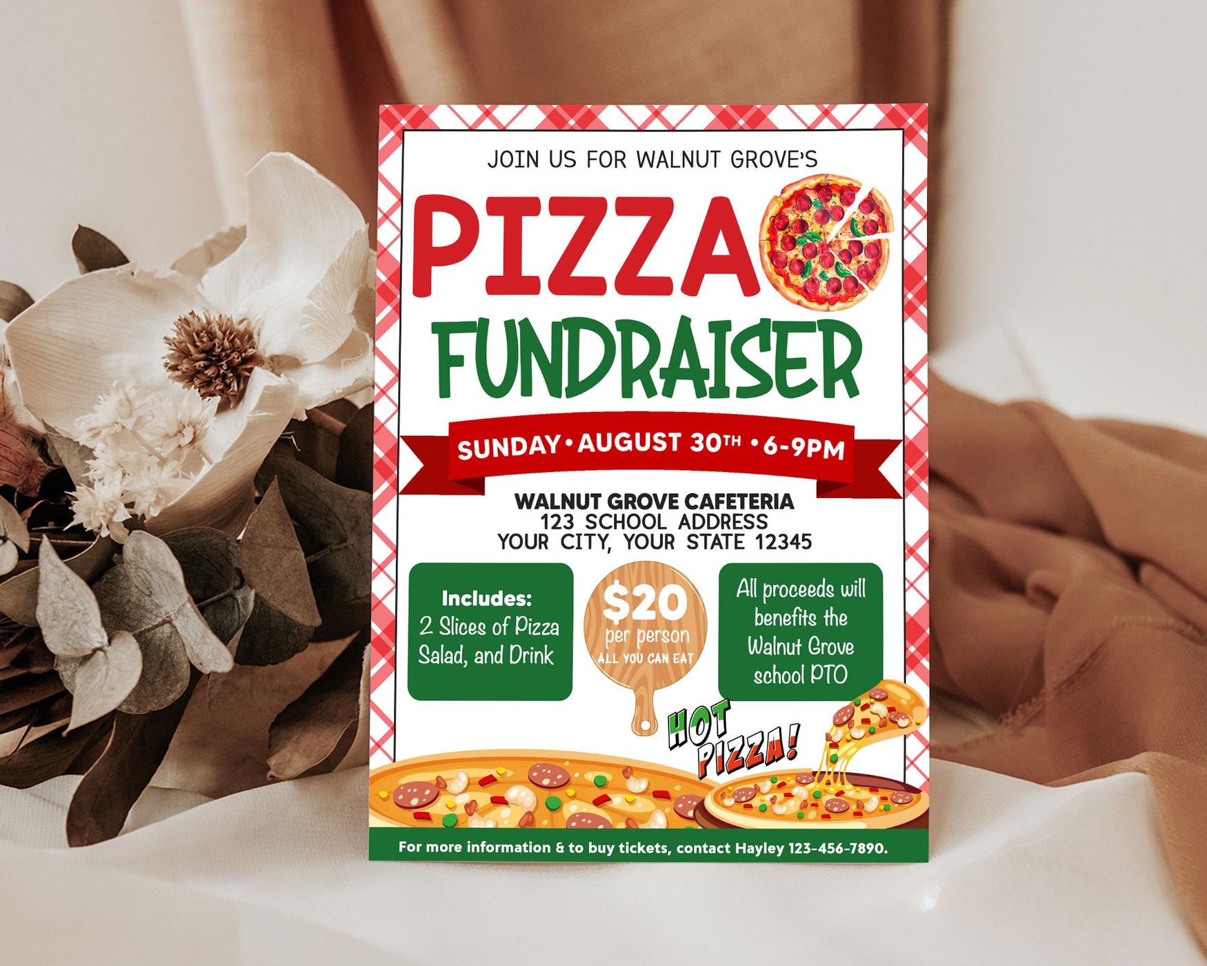 Customizable Pizza Fundraiser Flyer | Pizza Event Benefit Flyer ...