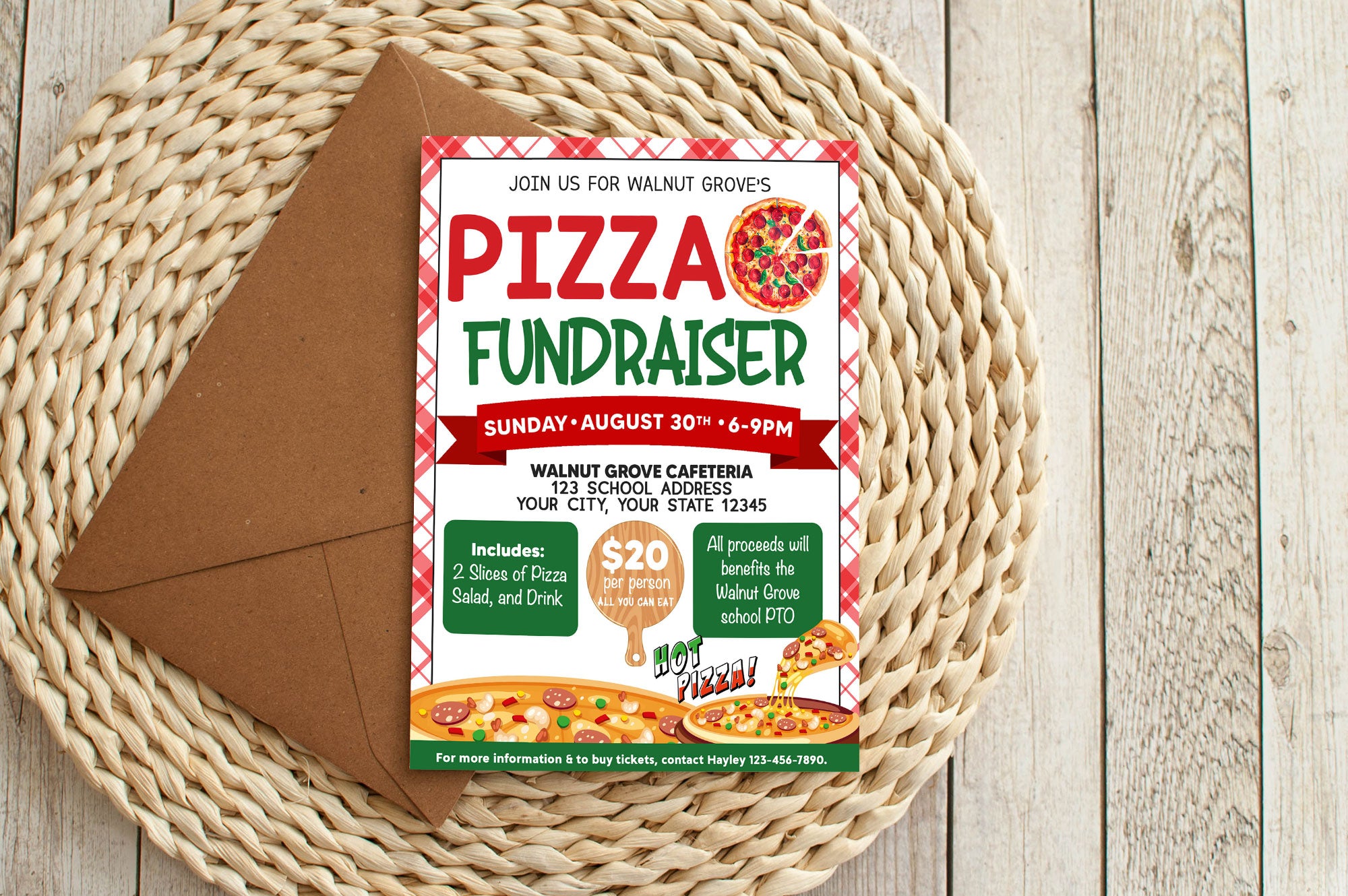 Customizable Pizza Fundraiser Flyer | Pizza Event Benefit Flyer ...