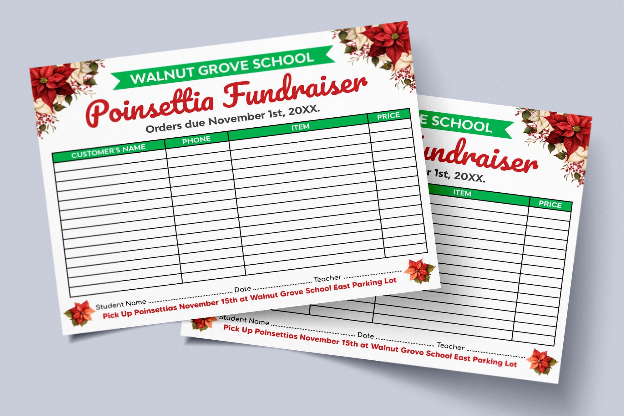 DIY Poinsettia Fundraiser Flyer & Order Form | Holiday Fundraiser Plant ...