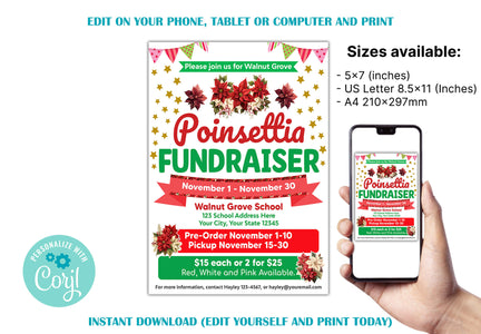 DIY Poinsettia Fundraiser Flyer & Order Form | Holiday Fundraiser Plant ...