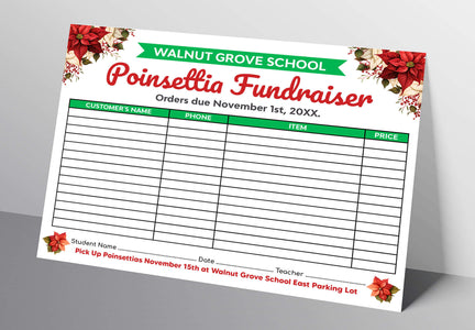 DIY Poinsettia Fundraiser Flyer & Order Form | Holiday Fundraiser Plant ...