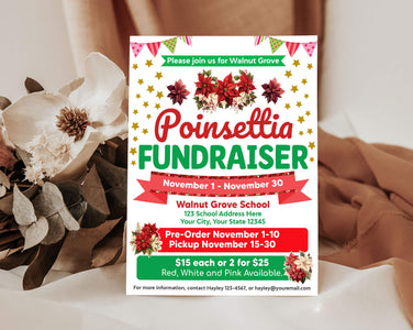DIY Poinsettia Fundraiser Flyer & Order Form | Holiday Fundraiser Plant ...