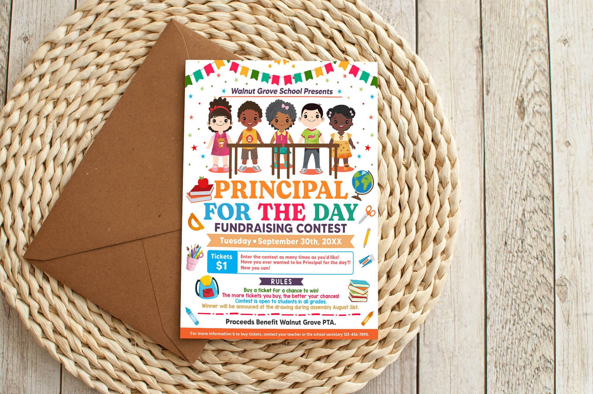 Customizable Principal For The Day Fundraiser Flyer Template | School ...