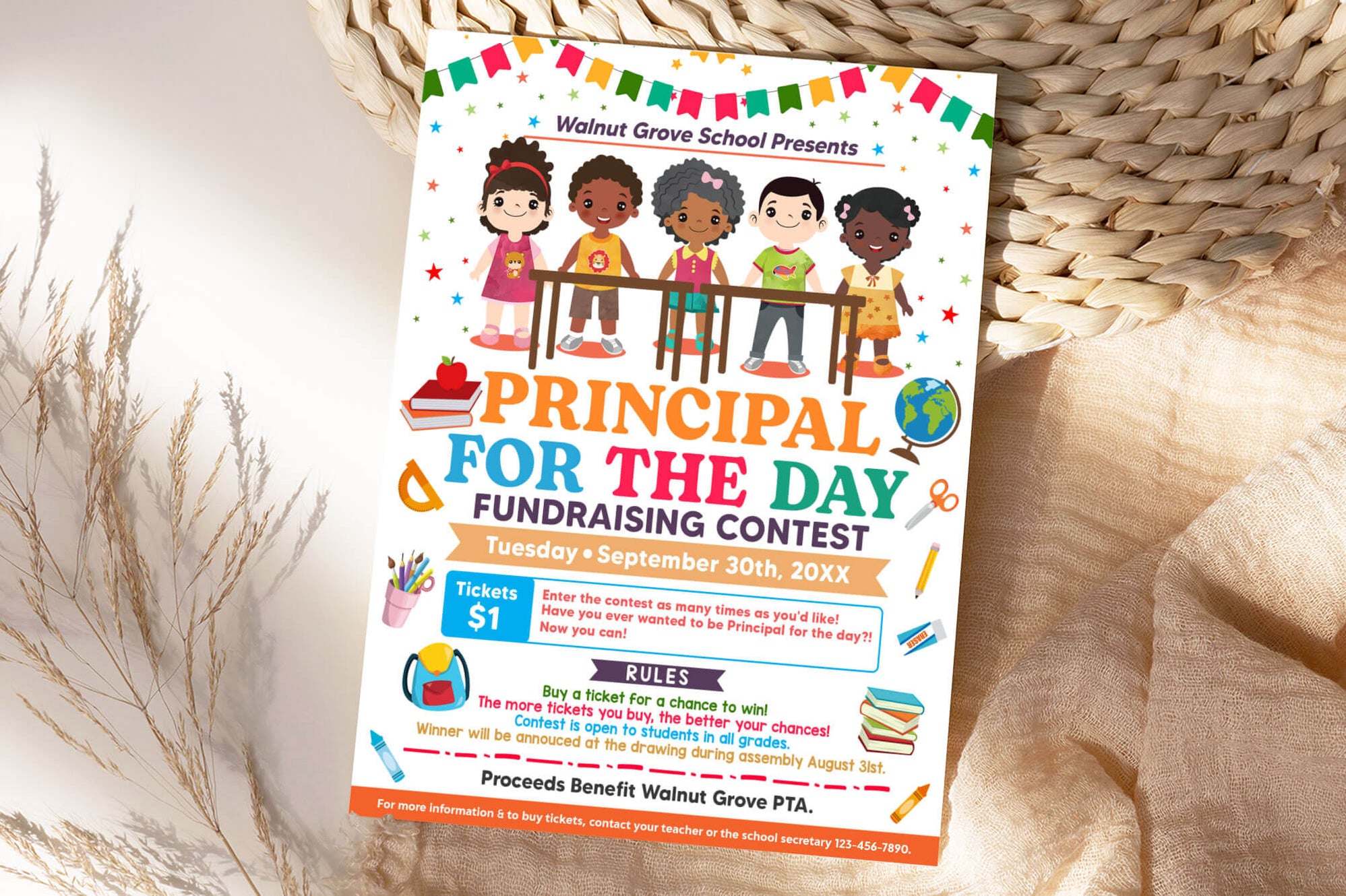 Customizable Principal For The Day Fundraiser Flyer Template | School ...
