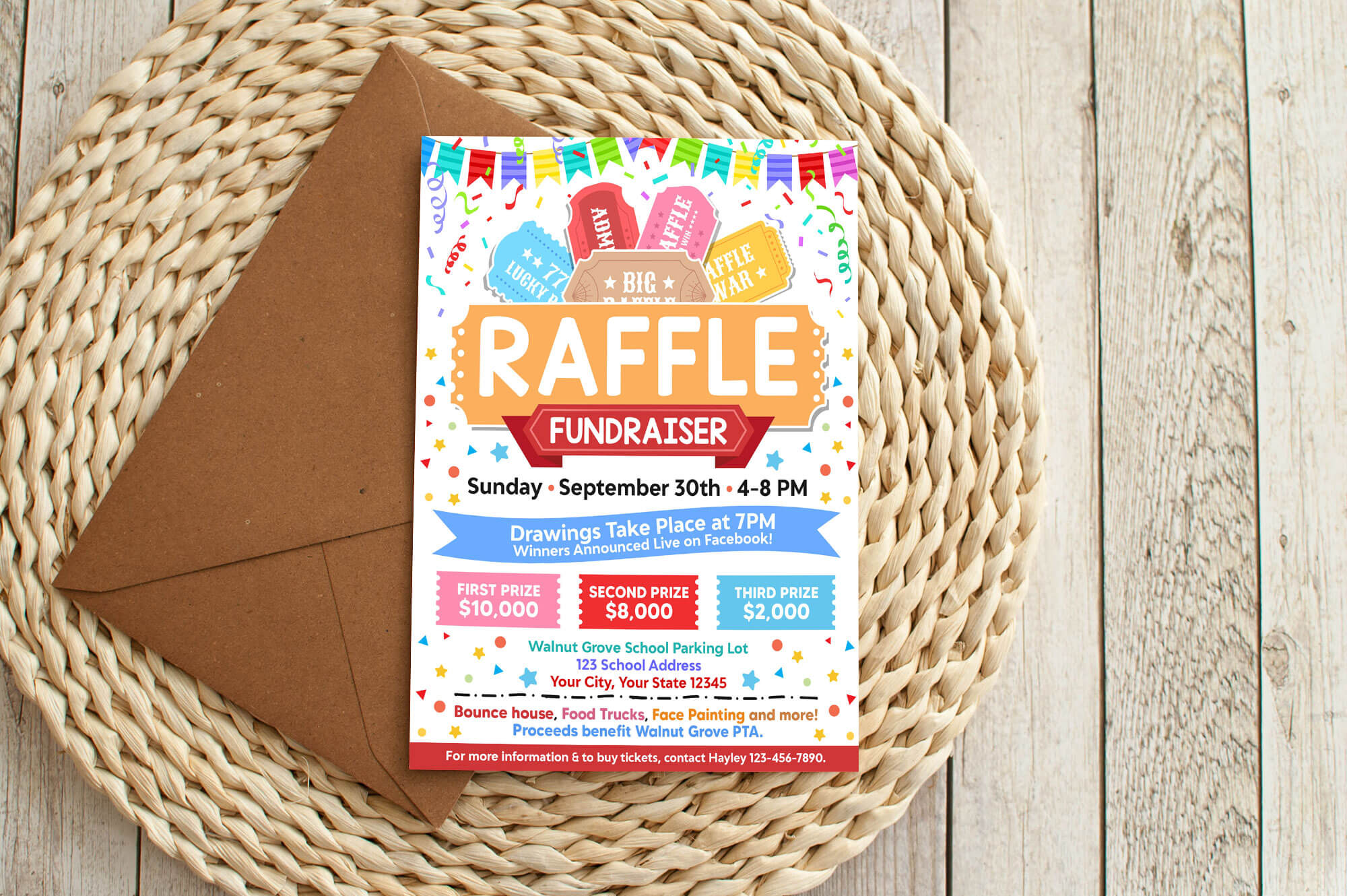 DIY Raffle Fundraiser Flyer Template | Charity Ticket Sales Fundraiser ...