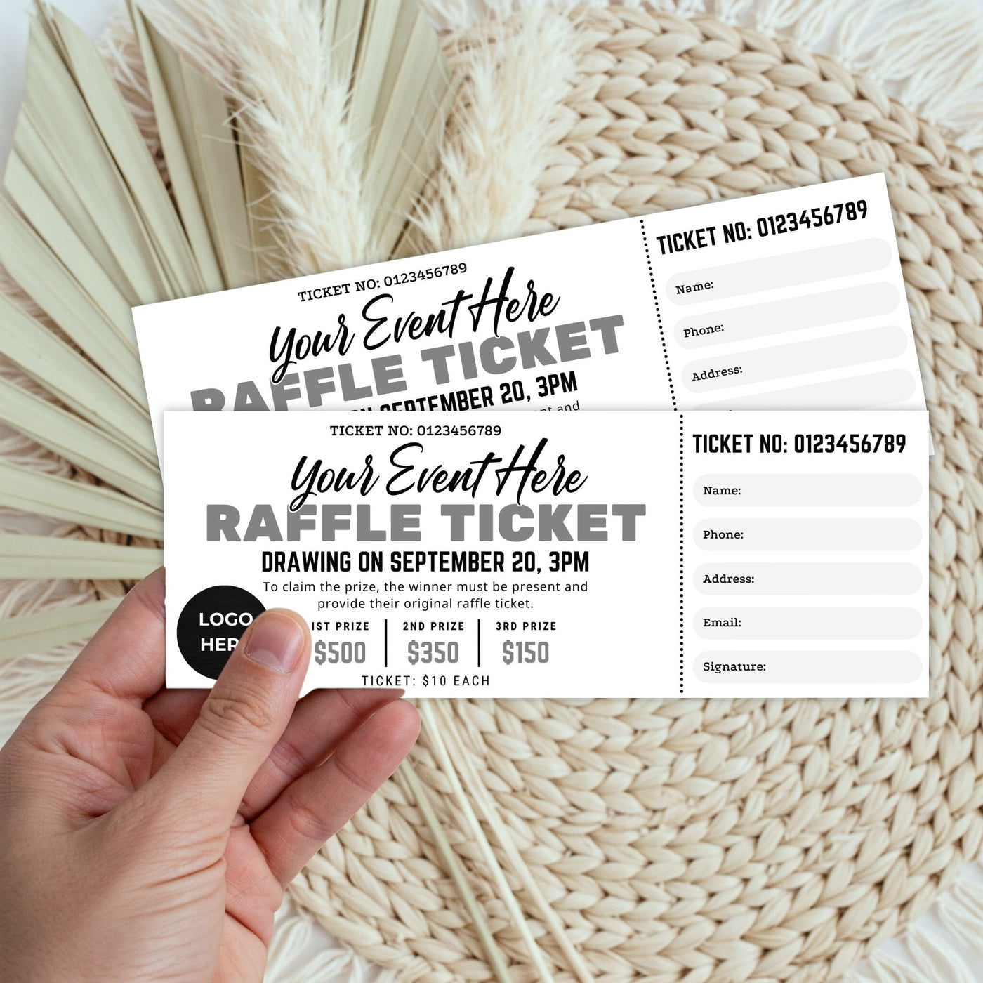 Customizable Raffle Ticket Template for Events | Fundraiser Raffle ...