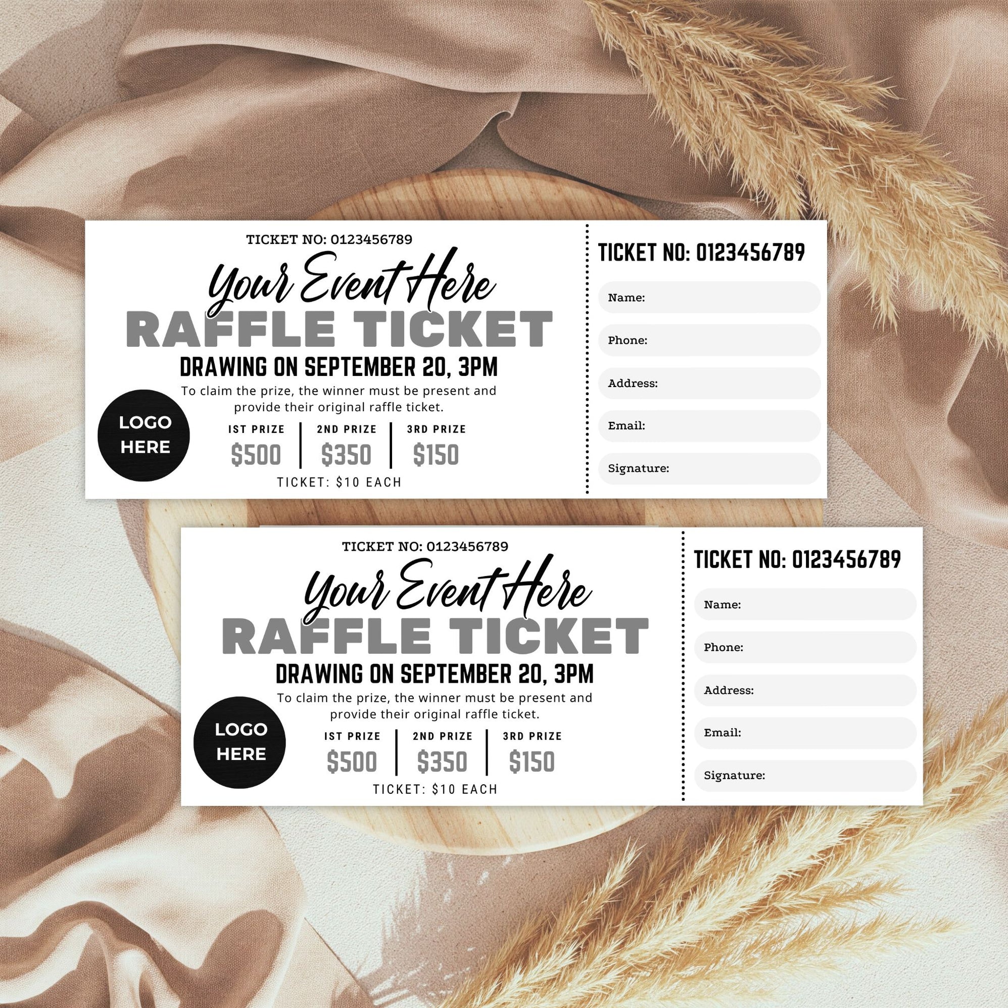 Customizable Raffle Ticket Template for Events | Fundraiser Raffle ...