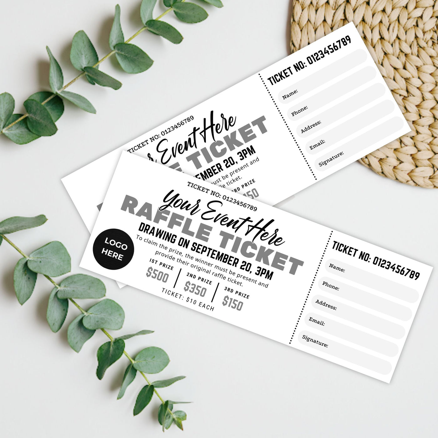 Customizable Raffle Ticket Template for Events | Fundraiser Raffle ...