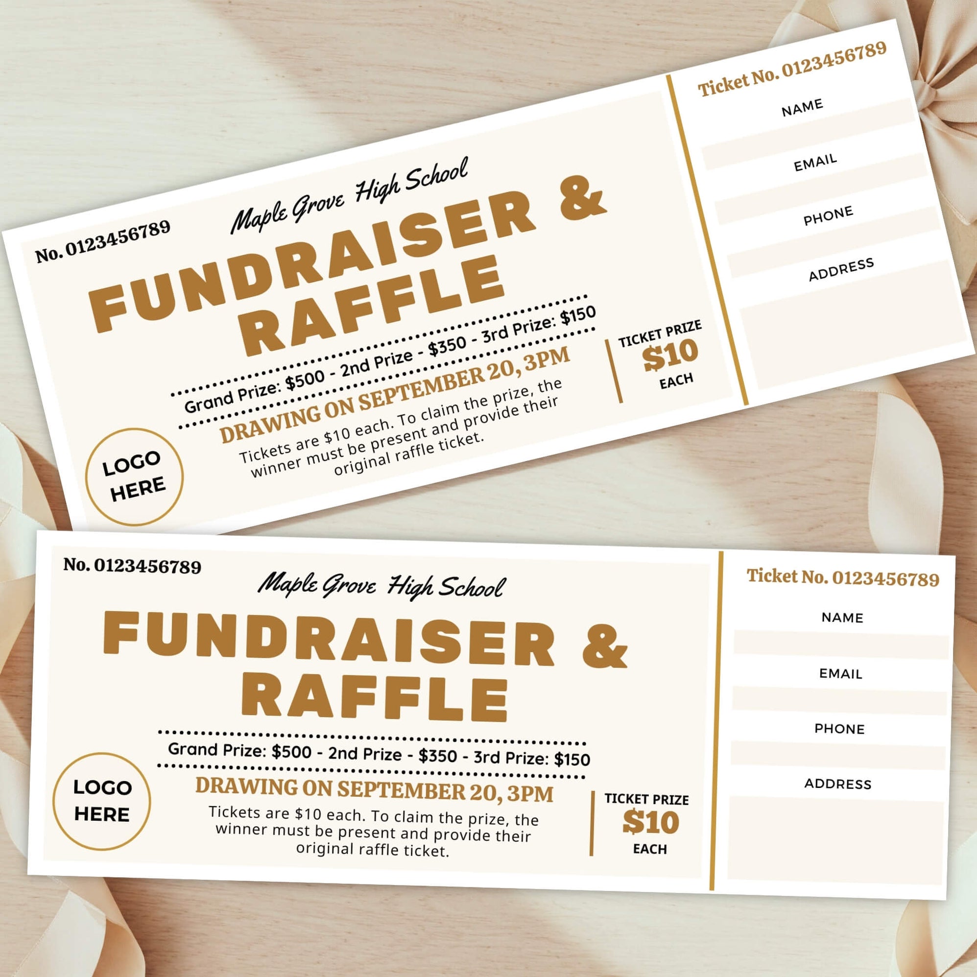 Customizable Fundraiser and Raffle Ticket Template | Drawing Ticket for ...
