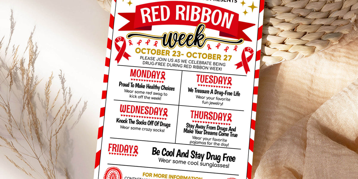 DIY Red Ribbon Week Itinerary Flyer | Drug Free School Spirit Week ...