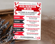 Customizable Red Ribbon Week Itinerary Flyer | School Spirit Week Drug ...