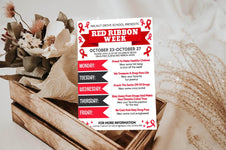 Customizable Red Ribbon Week Itinerary Flyer | School Spirit Week Drug ...