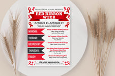 Customizable Red Ribbon Week Itinerary Flyer | School Spirit Week Drug ...