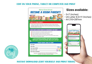 Customizable Room Parent Form Flyer Template | PTO PTA School Daycare ...
