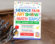 Science Fair, Art Show and Math Expo Flyer Template | PTA PTO School ...