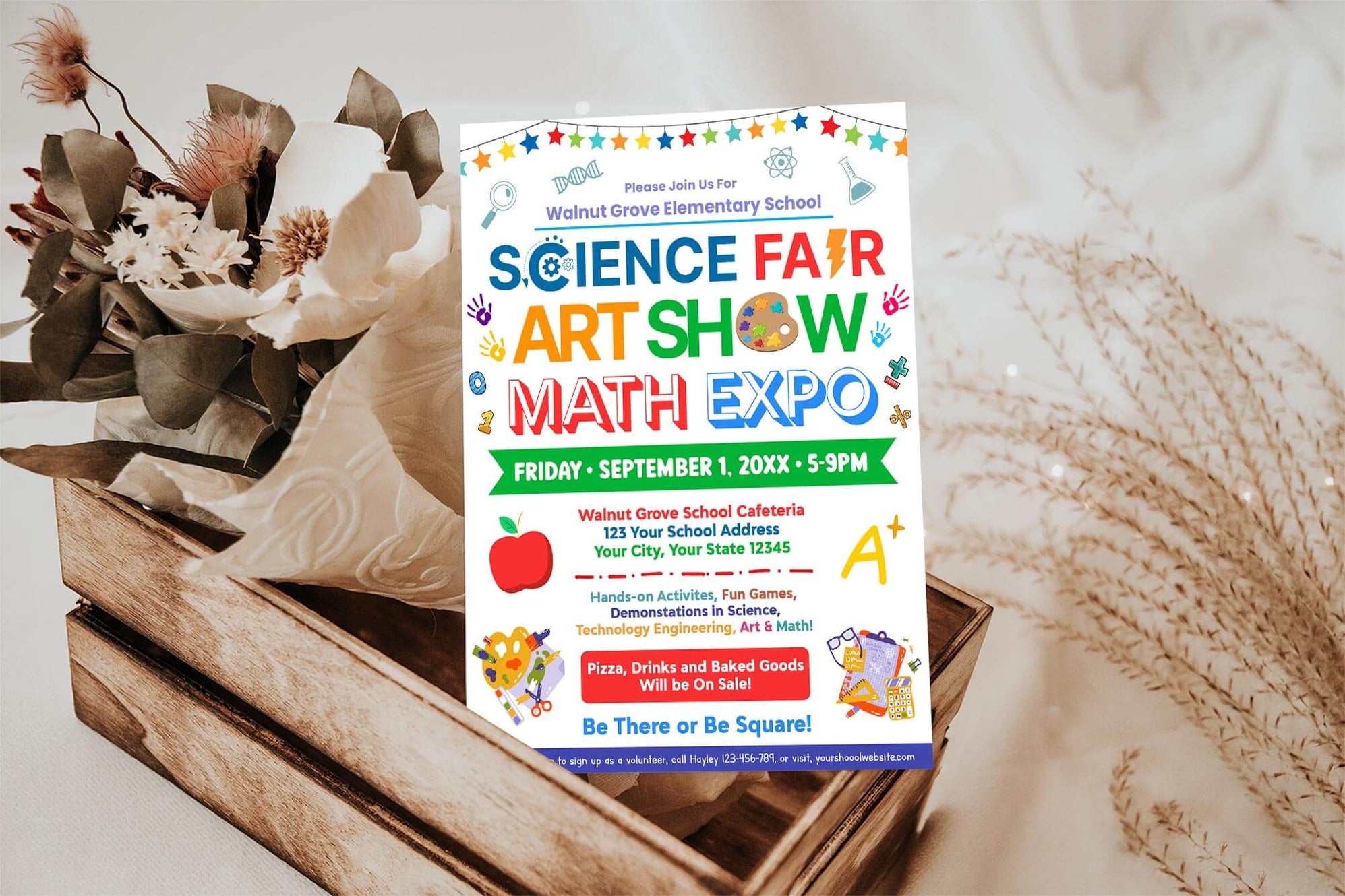 Science Fair, Art Show and Math Expo Flyer Template | PTA PTO School ...