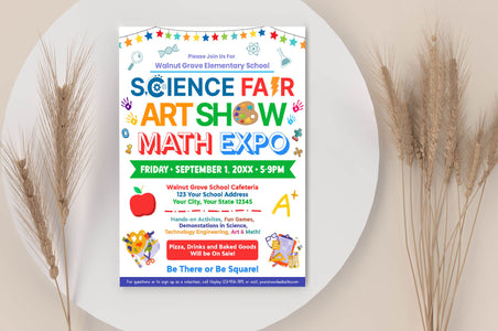 Science Fair, Art Show and Math Expo Flyer Template | PTA PTO School ...