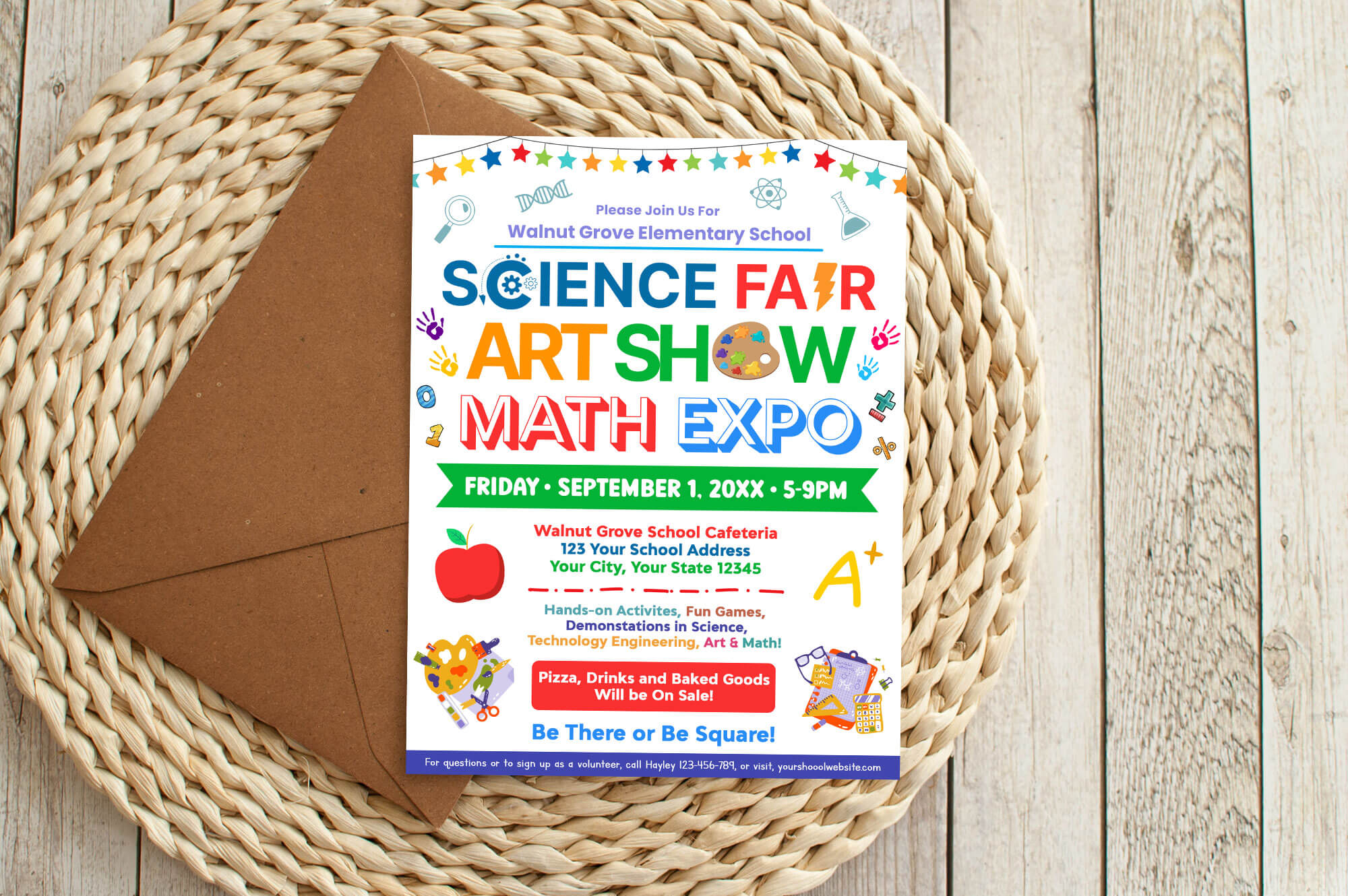 Science Fair, Art Show and Math Expo Flyer Template | PTA PTO School ...