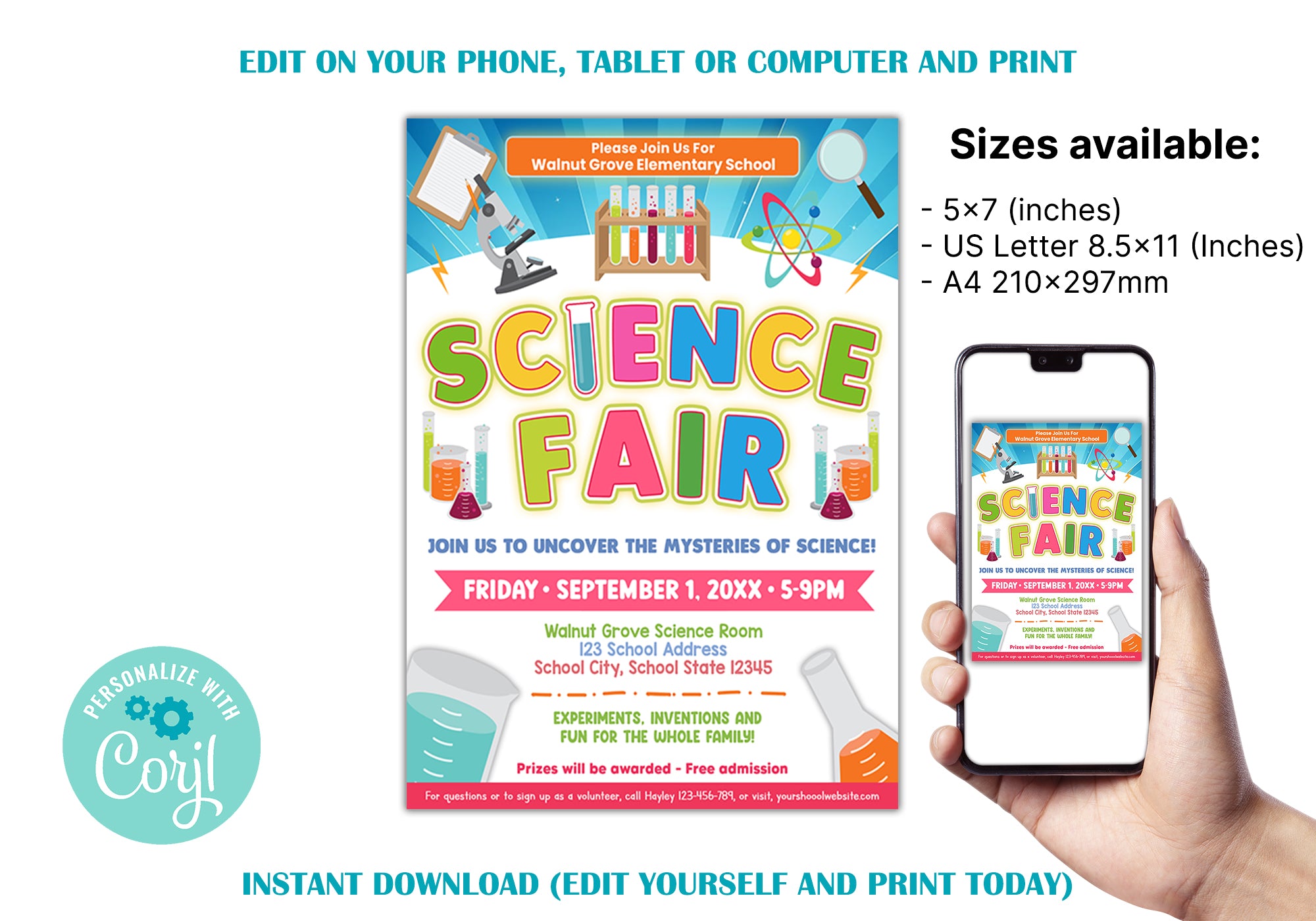 Customizable Science Fair Flyer Template | School Event Academic ...
