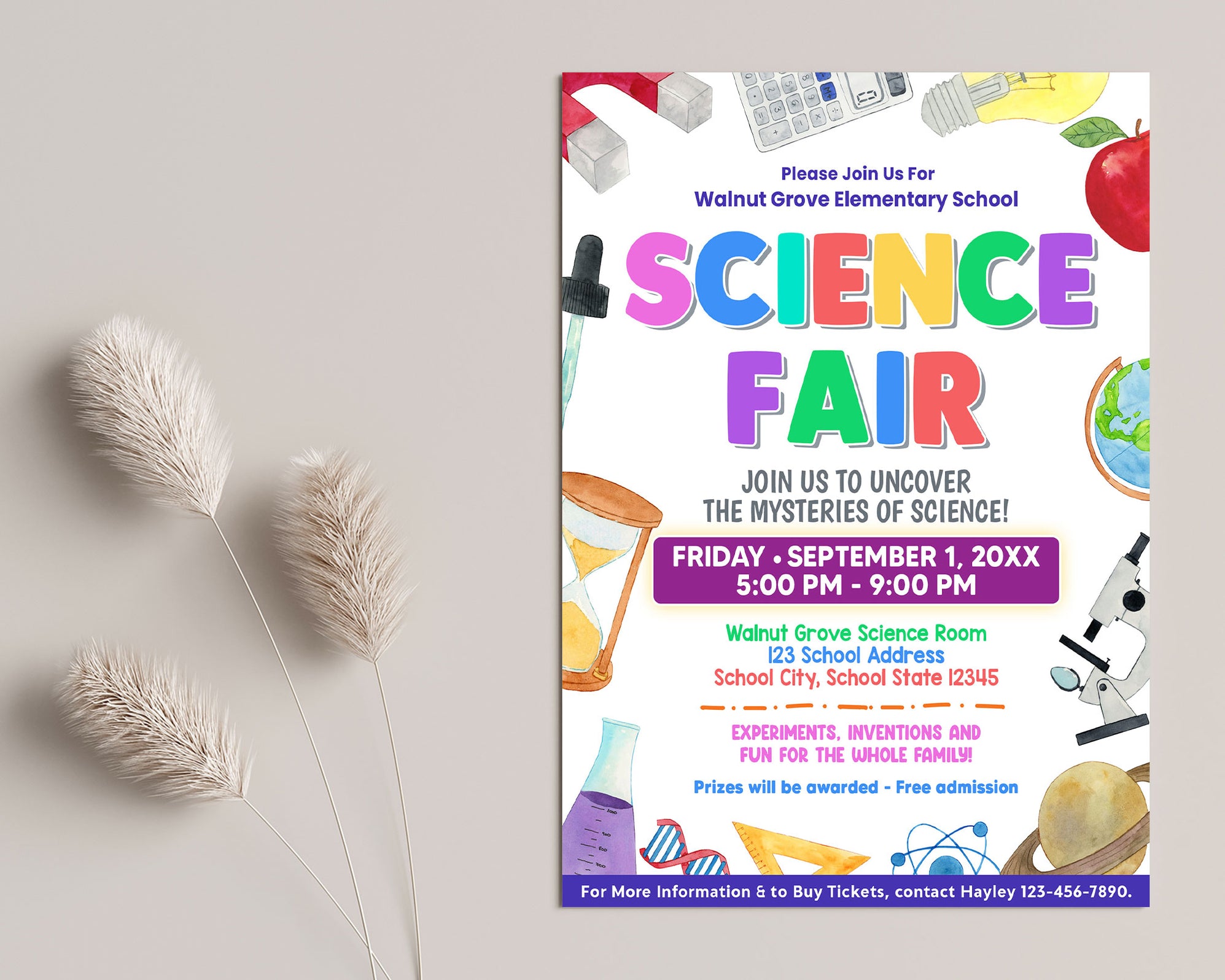 DIY Science Fair Flyer Template | PTA PTO School Science Lab Fundraiser ...