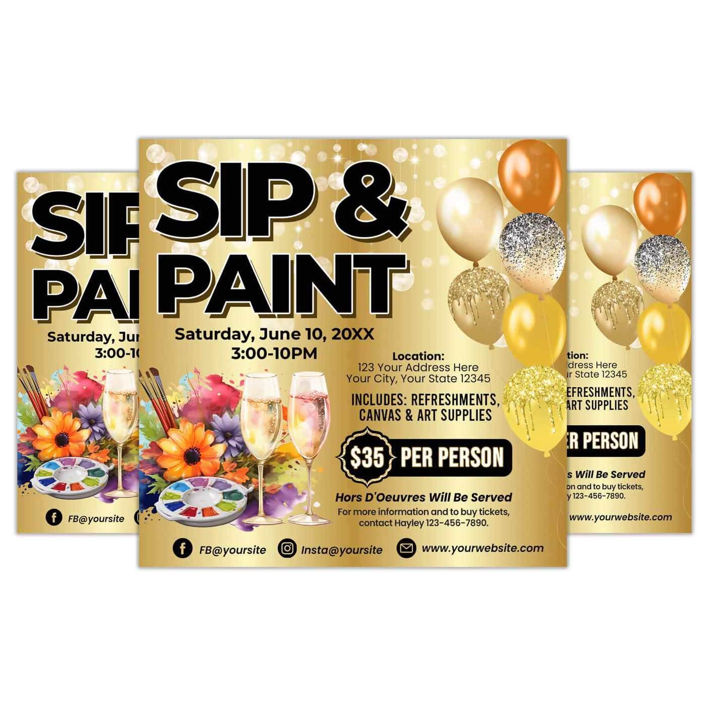 Customizable Sip and Paint Party Event Flyer Template | Art Painting ...