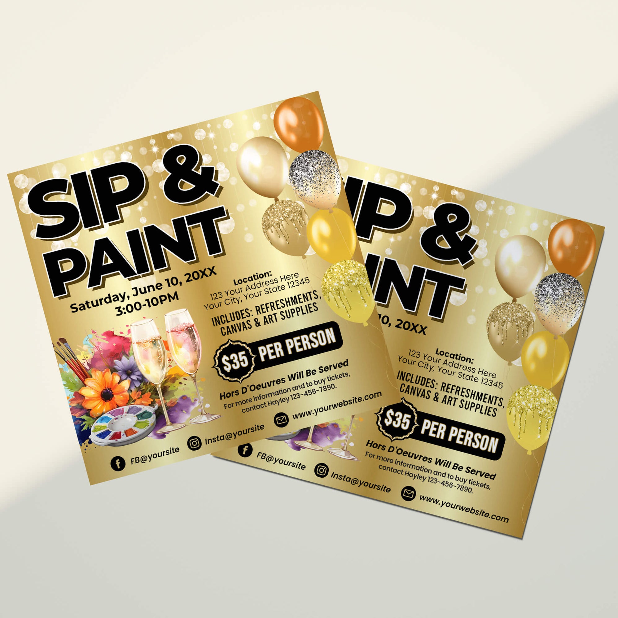 Customizable Sip and Paint Party Event Flyer Template | Art Painting ...