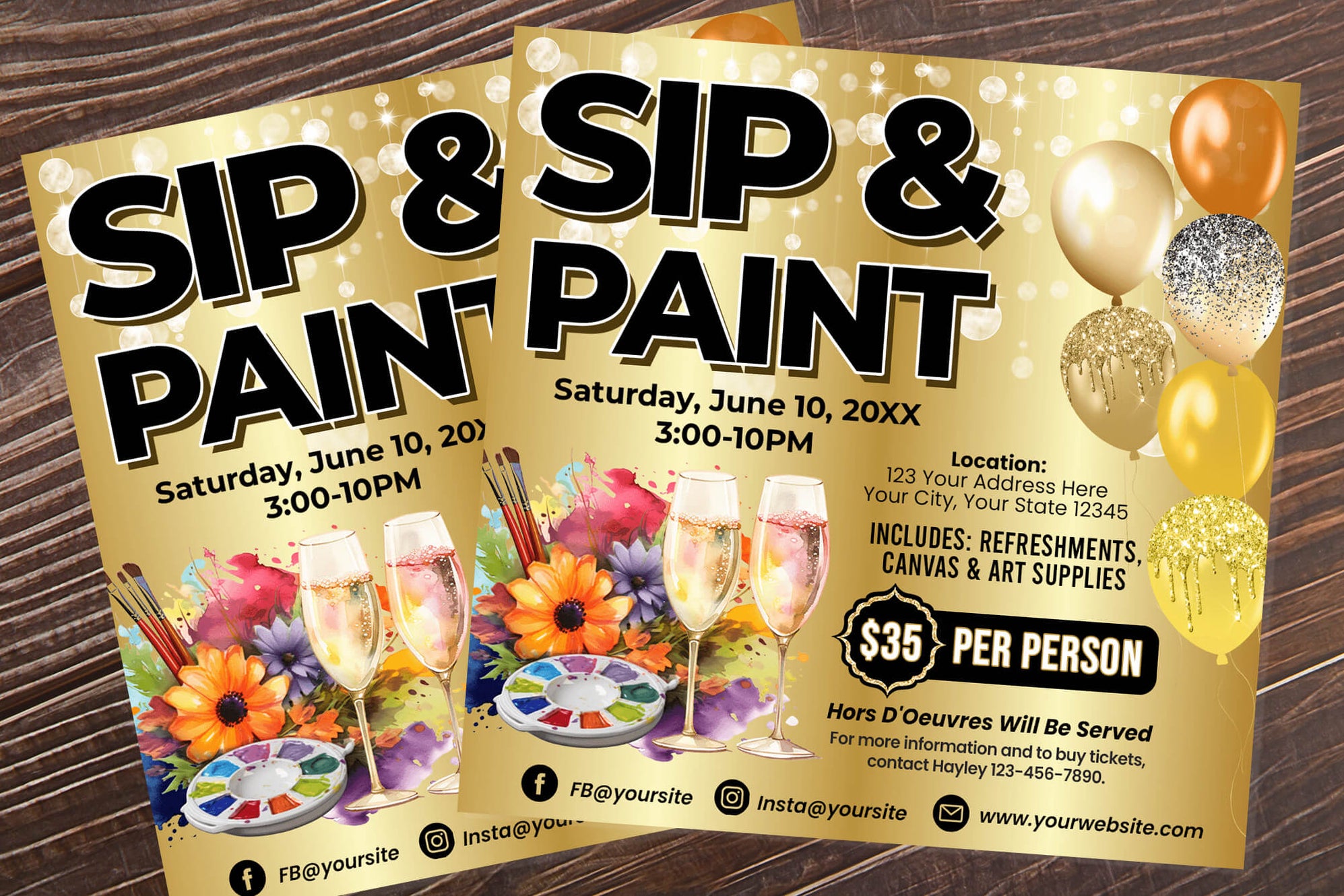 Customizable Sip and Paint Party Event Flyer Template | Art Painting ...