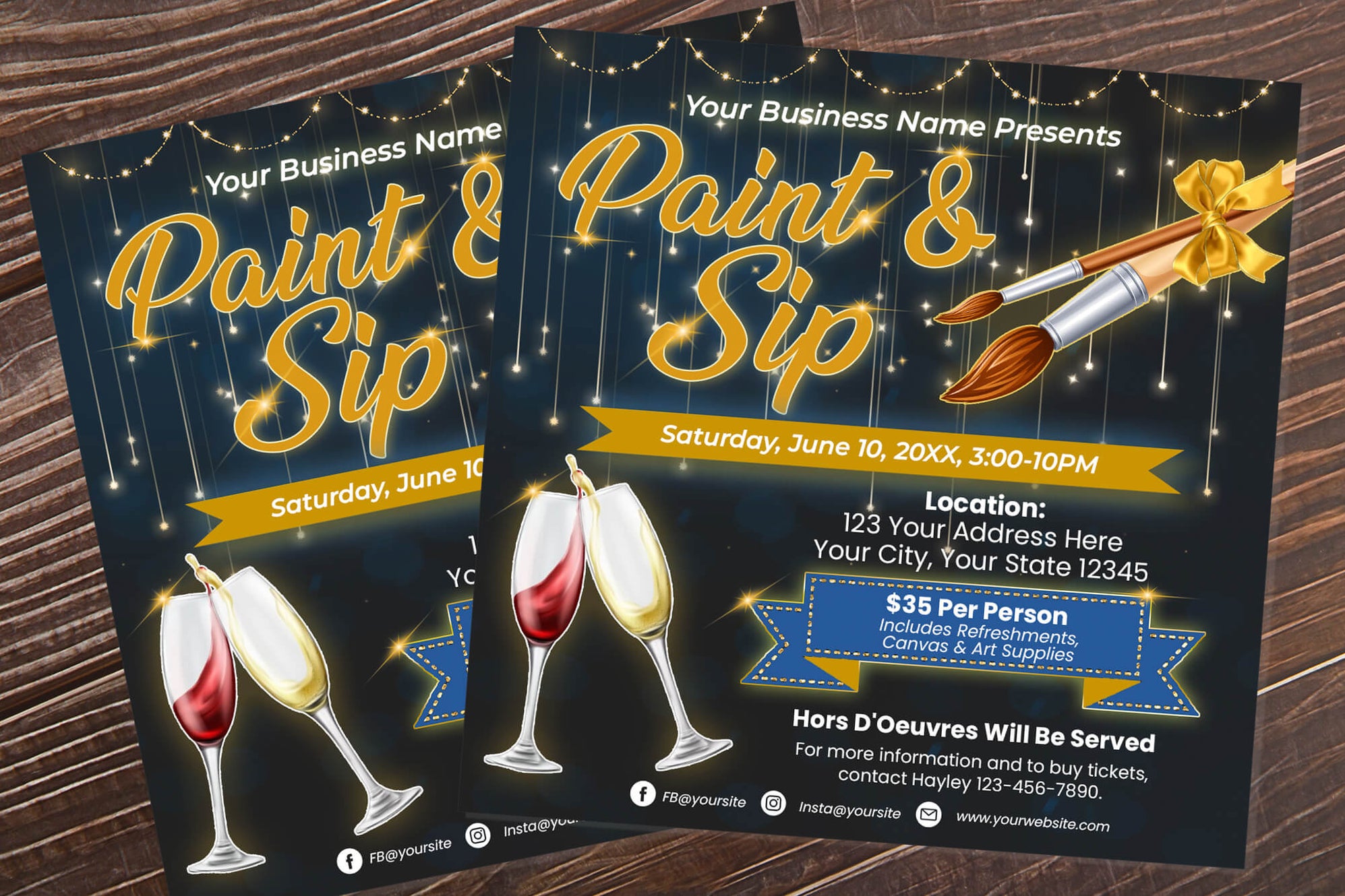 Customizable Sip and Paint Party Flyer | Painting Party Event ...