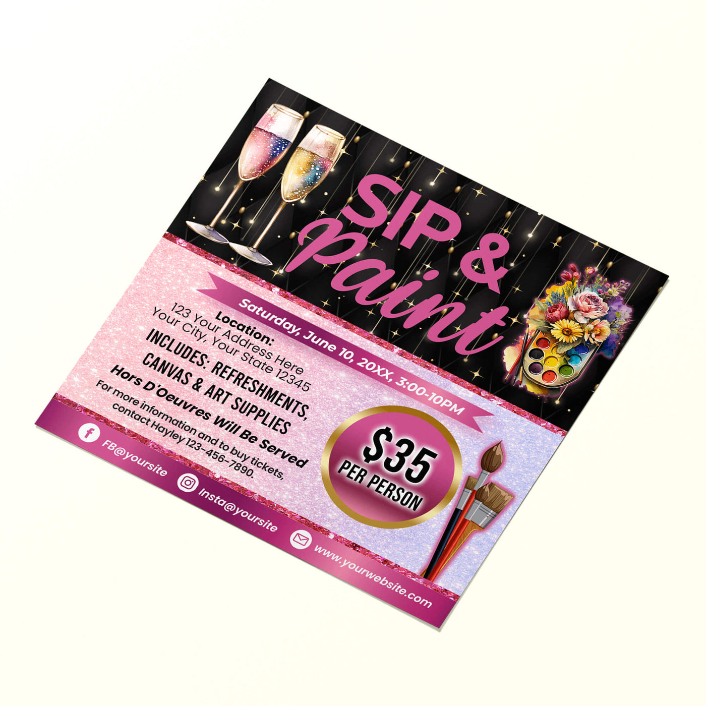 Customizable Painting Themed Event Flyer Template | Sip and Paint Party ...