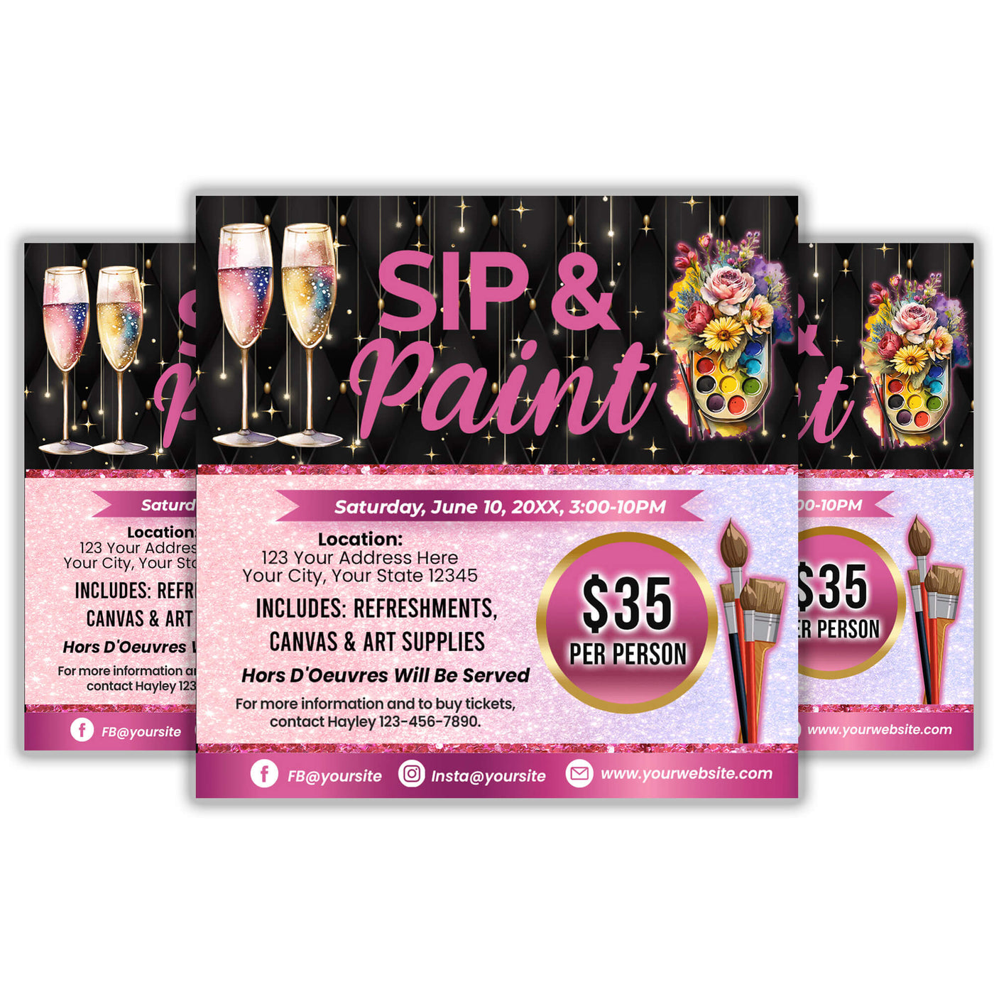 Customizable Painting Themed Event Flyer Template | Sip and Paint Party ...