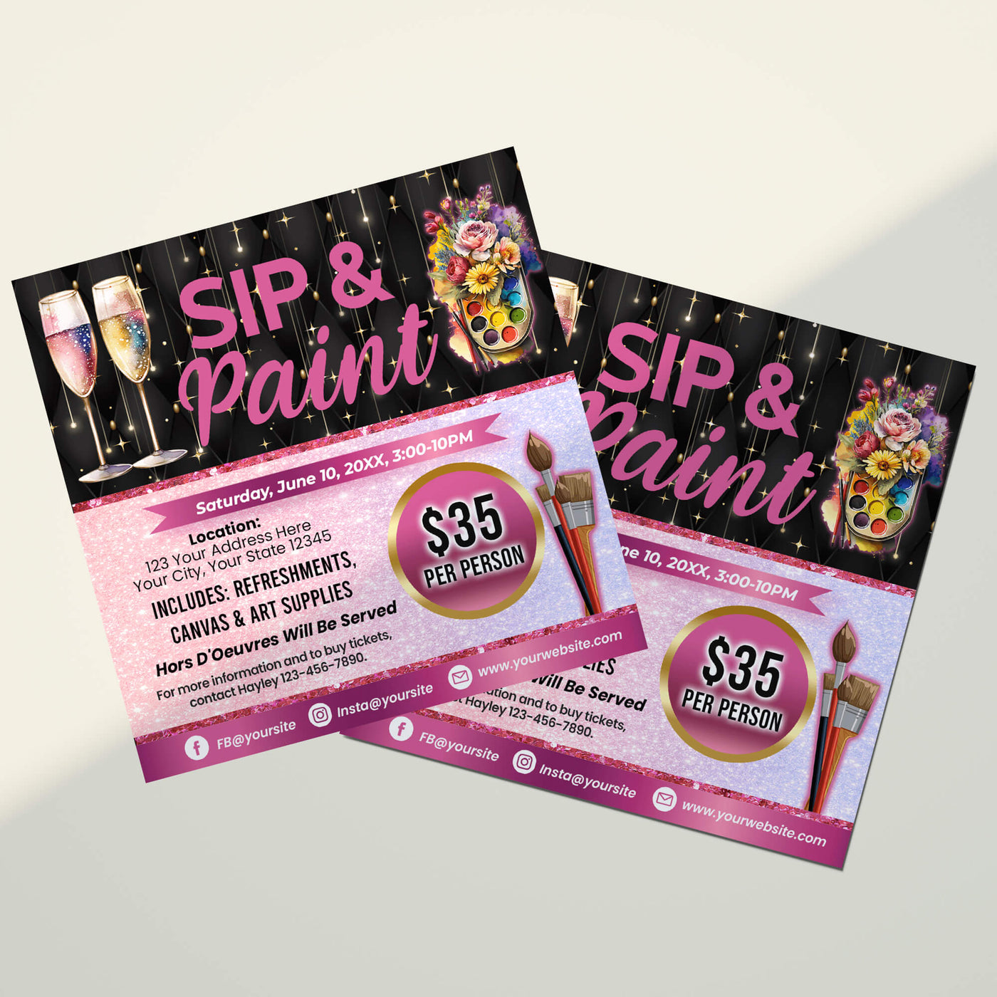 Customizable Painting Themed Event Flyer Template | Sip and Paint Party ...
