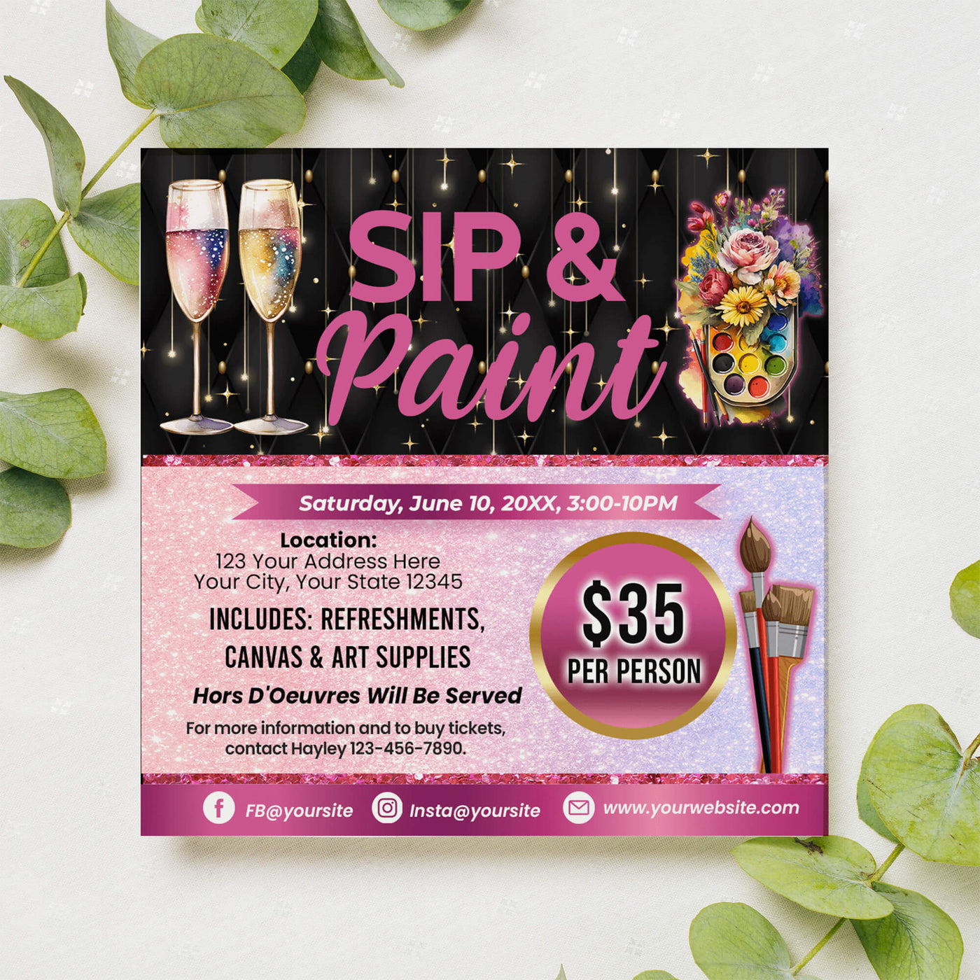 Customizable Painting Themed Event Flyer Template | Sip and Paint Party ...