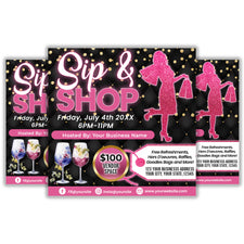 Customizable Sip and Shop Flyer Template | Pop Up Shop Event Invitation ...