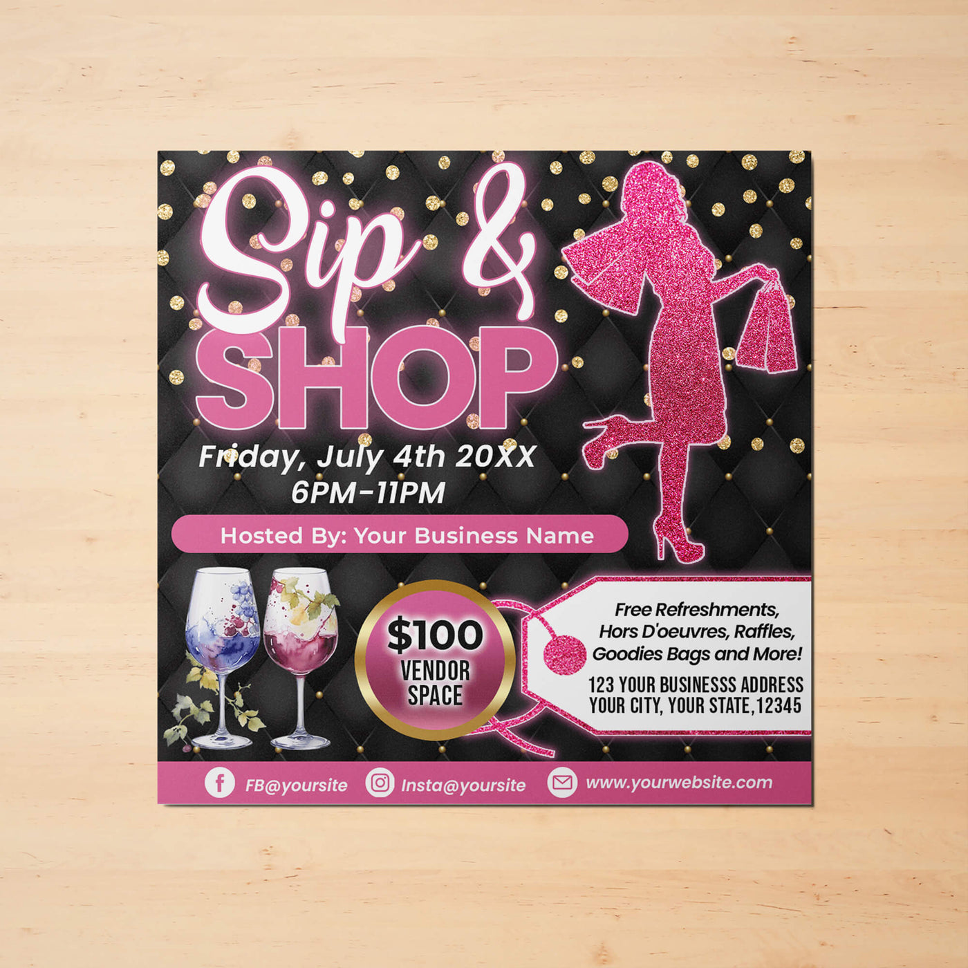 Customizable Sip and Shop Flyer Template | Pop Up Shop Event Invitation ...