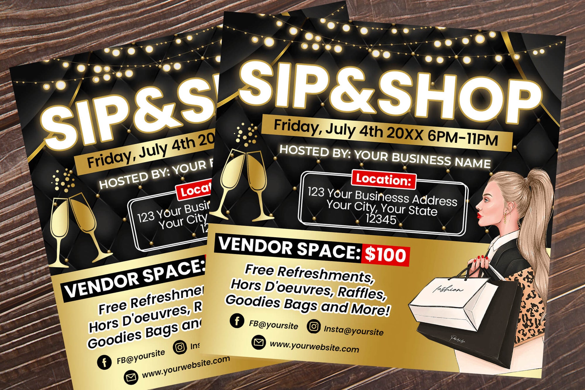 DIY Sip and Shop Flyer | Pop Up Boutique Shopping Event Invitation ...