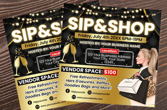 DIY Sip and Shop Flyer | Pop Up Boutique Shopping Event Invitation ...