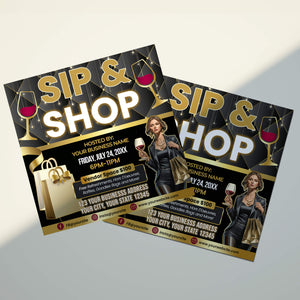 Customizable Sip and Shop Flyer | Pop Up Event Boutique Shop Invite ...