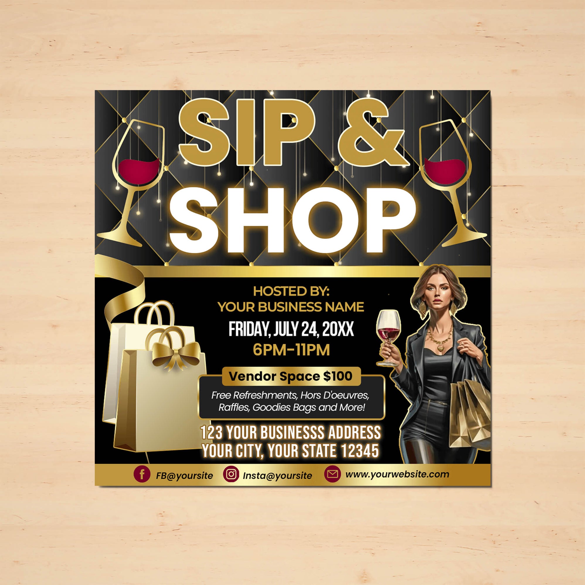 Customizable Sip and Shop Flyer | Pop Up Event Boutique Shop Invite ...
