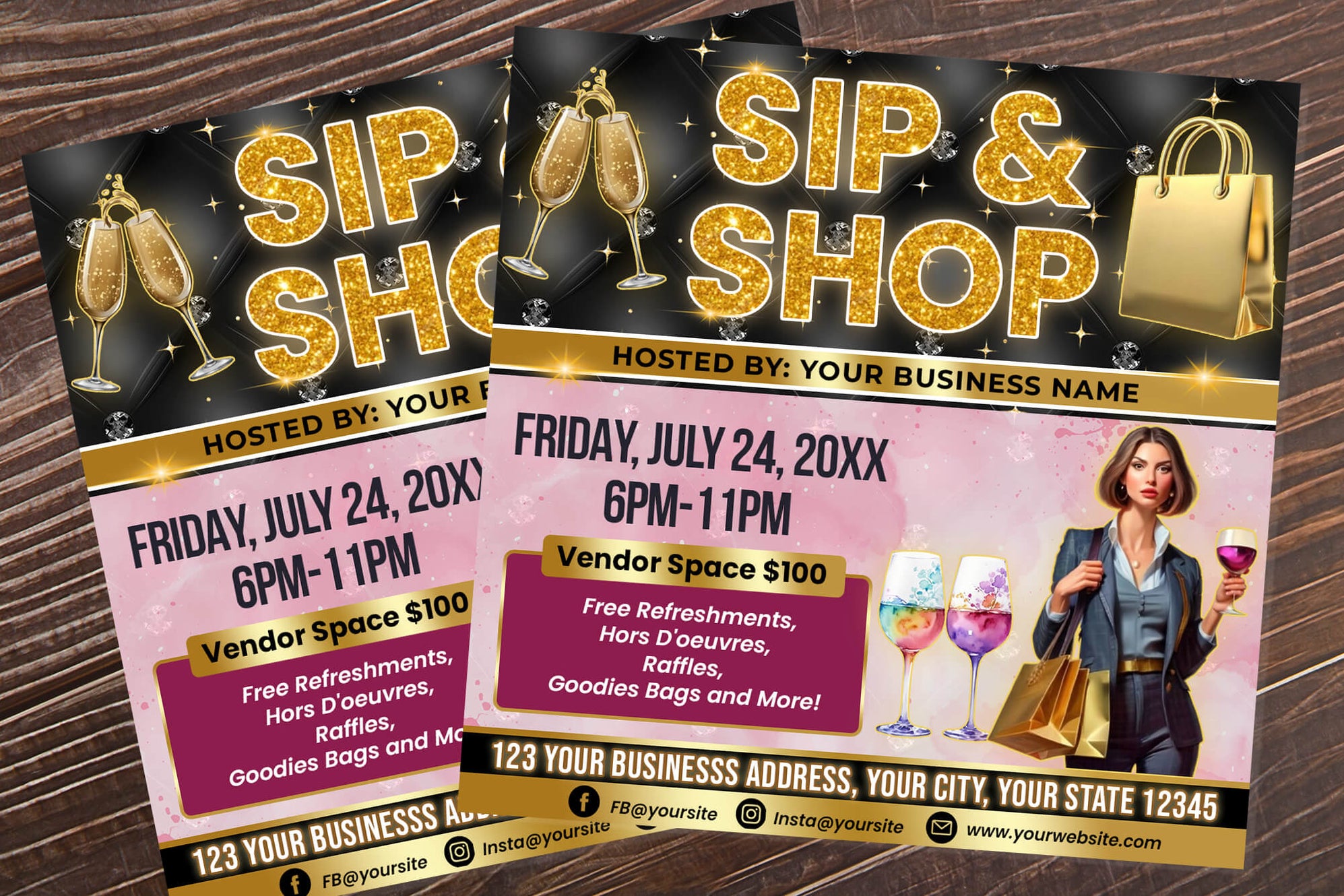 Sip and Shop Flyer Template | Pop Up Event Invitation Template - Posh Park