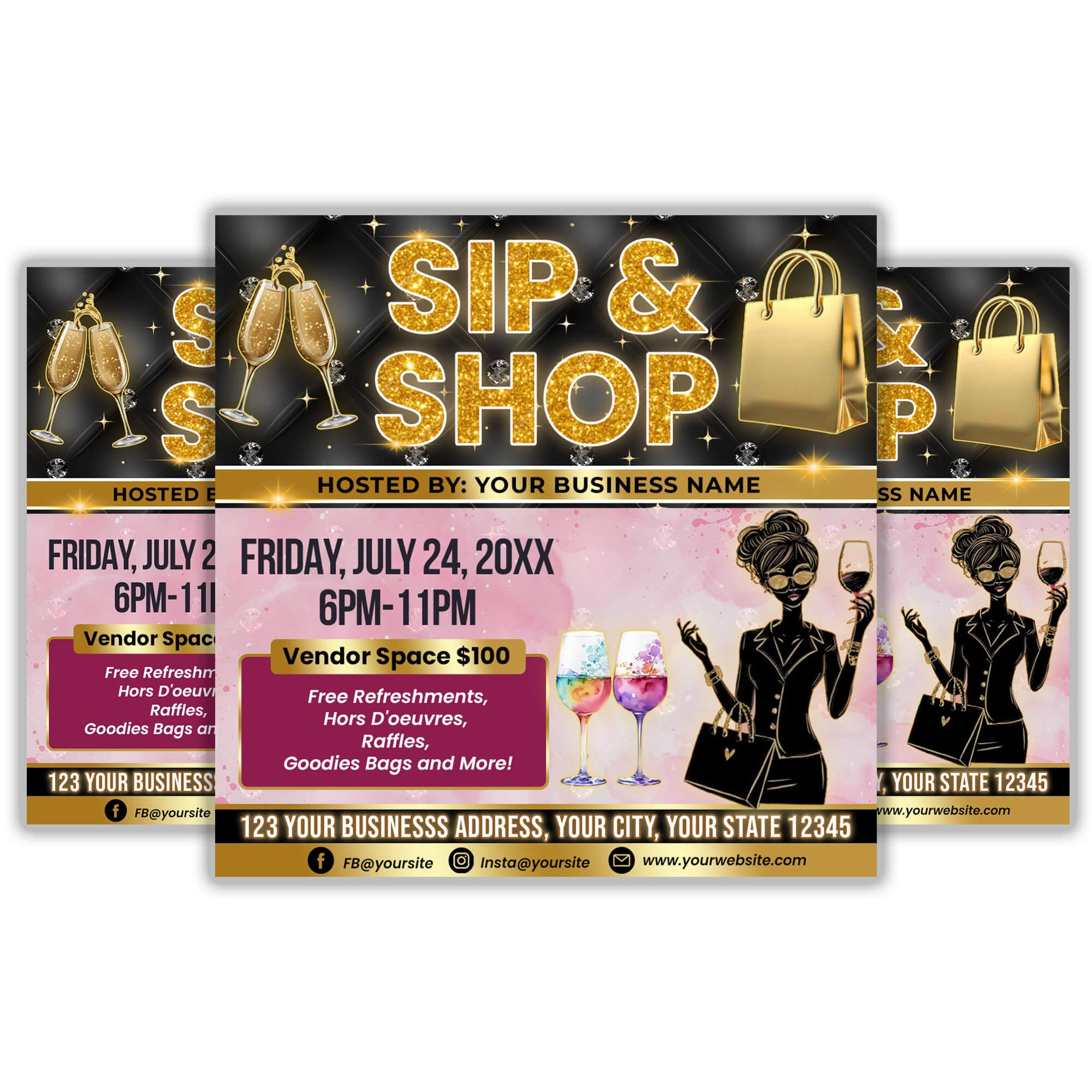 DIY Sip and Shop Flyer Template | Boutique Shopping Event Invitation ...