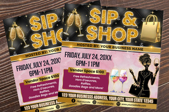 DIY Sip and Shop Flyer Template | Boutique Shopping Event Invitation ...