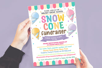 Customizable Snow Cone Fundraiser Flyer Template | PTO PTA School Event ...